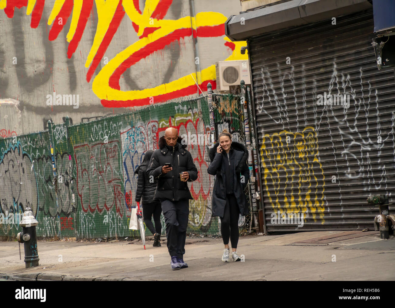 Street scene of the Lower East Side neighborhood in New York on Sunday ...