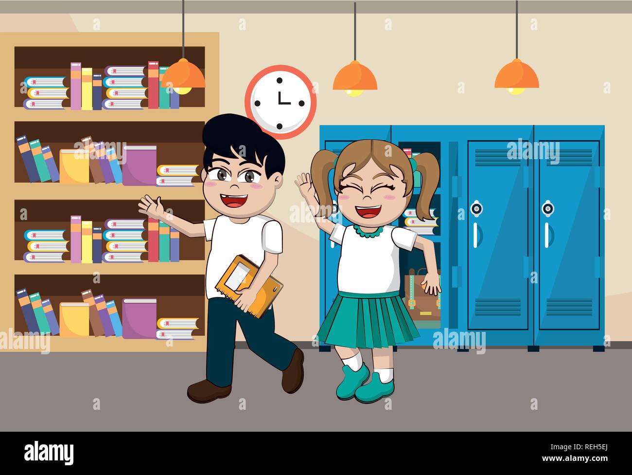 elementary school cartoon Stock Vector Image & Art - Alamy