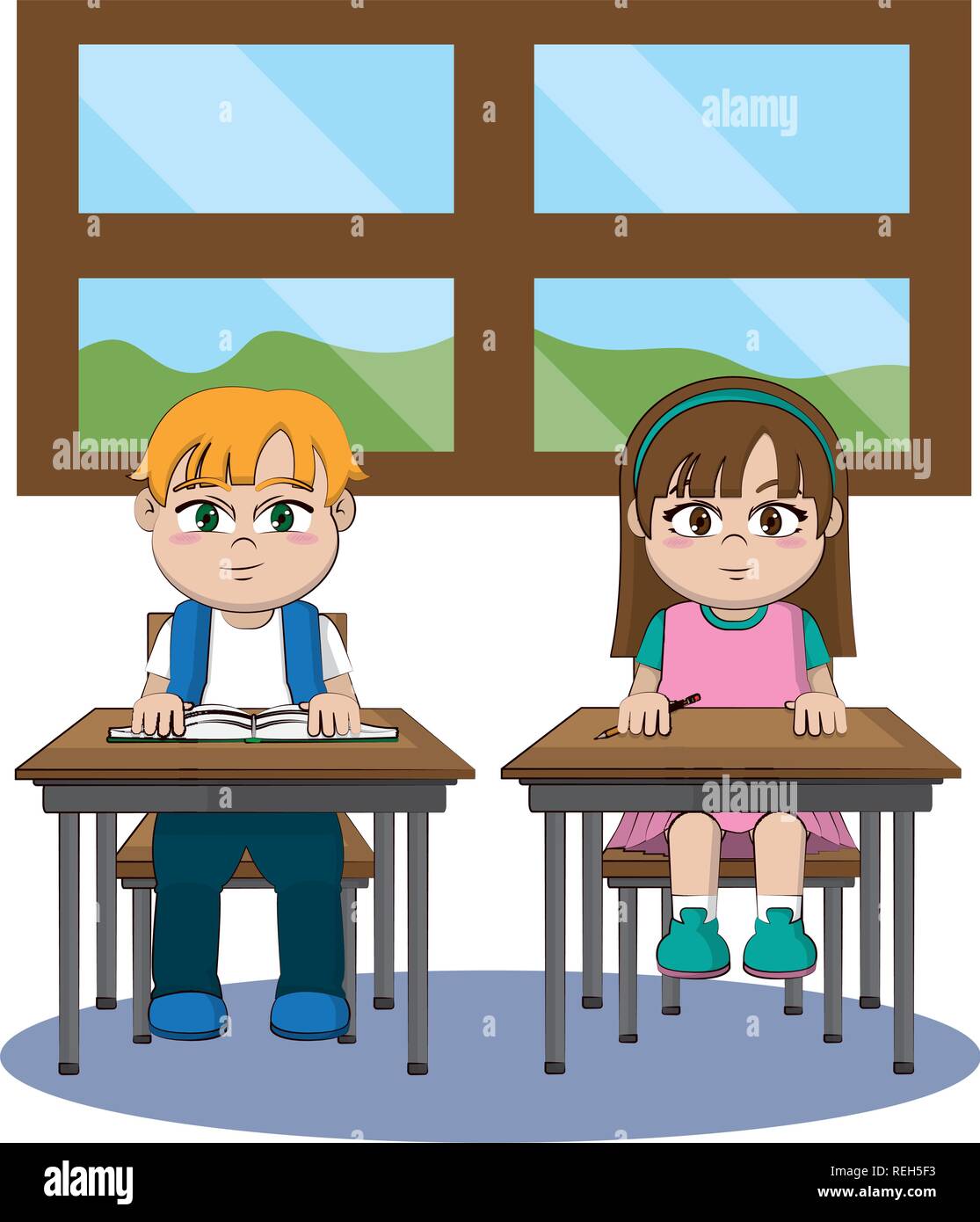 elementary school cartoon Stock Vector Image & Art - Alamy
