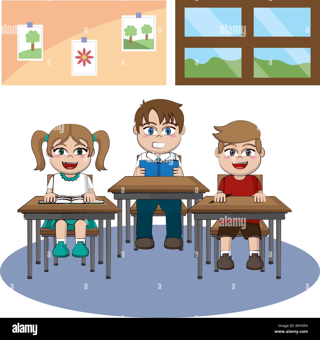 elementary school cartoon Stock Vector Image & Art - Alamy
