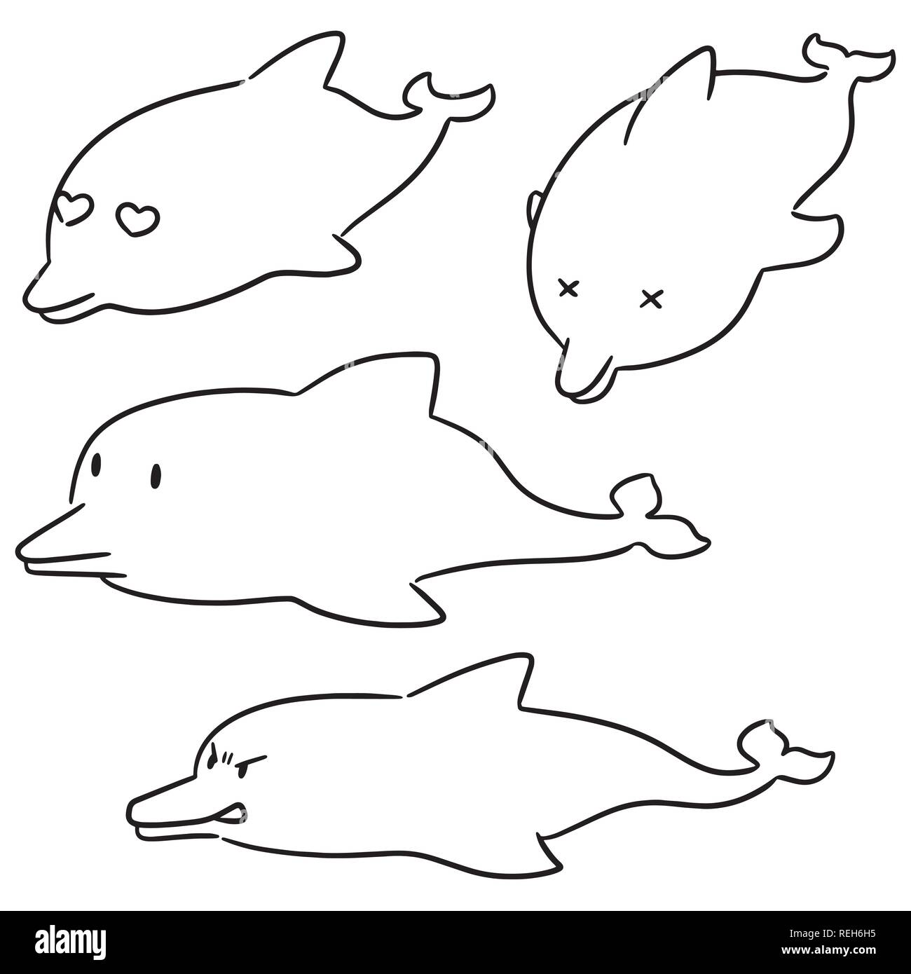 Simple line art drawing dolphin Black and White Stock Photos & Images ...
