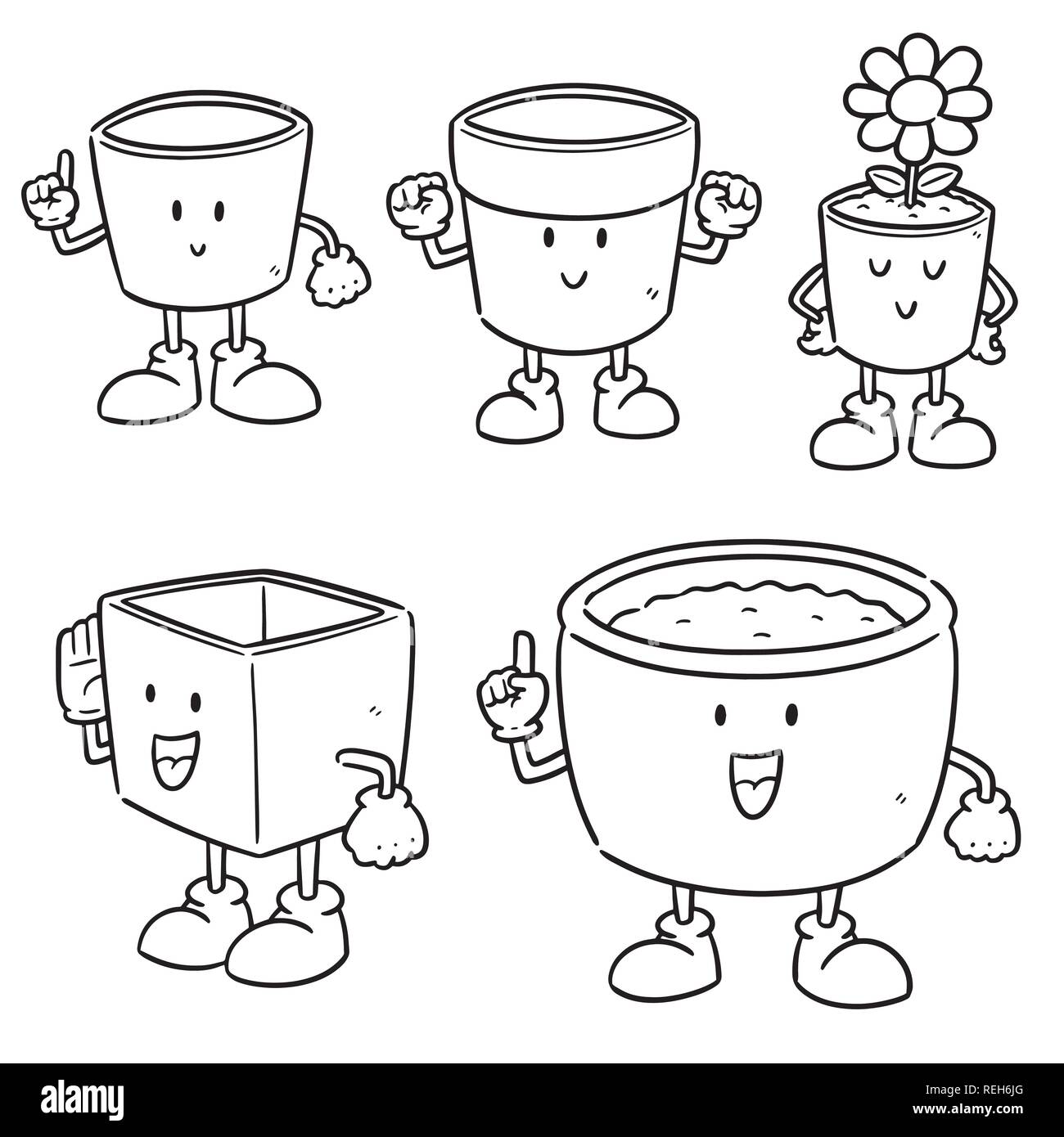 vector set of pots cartoon Stock Vector Image & Art - Alamy