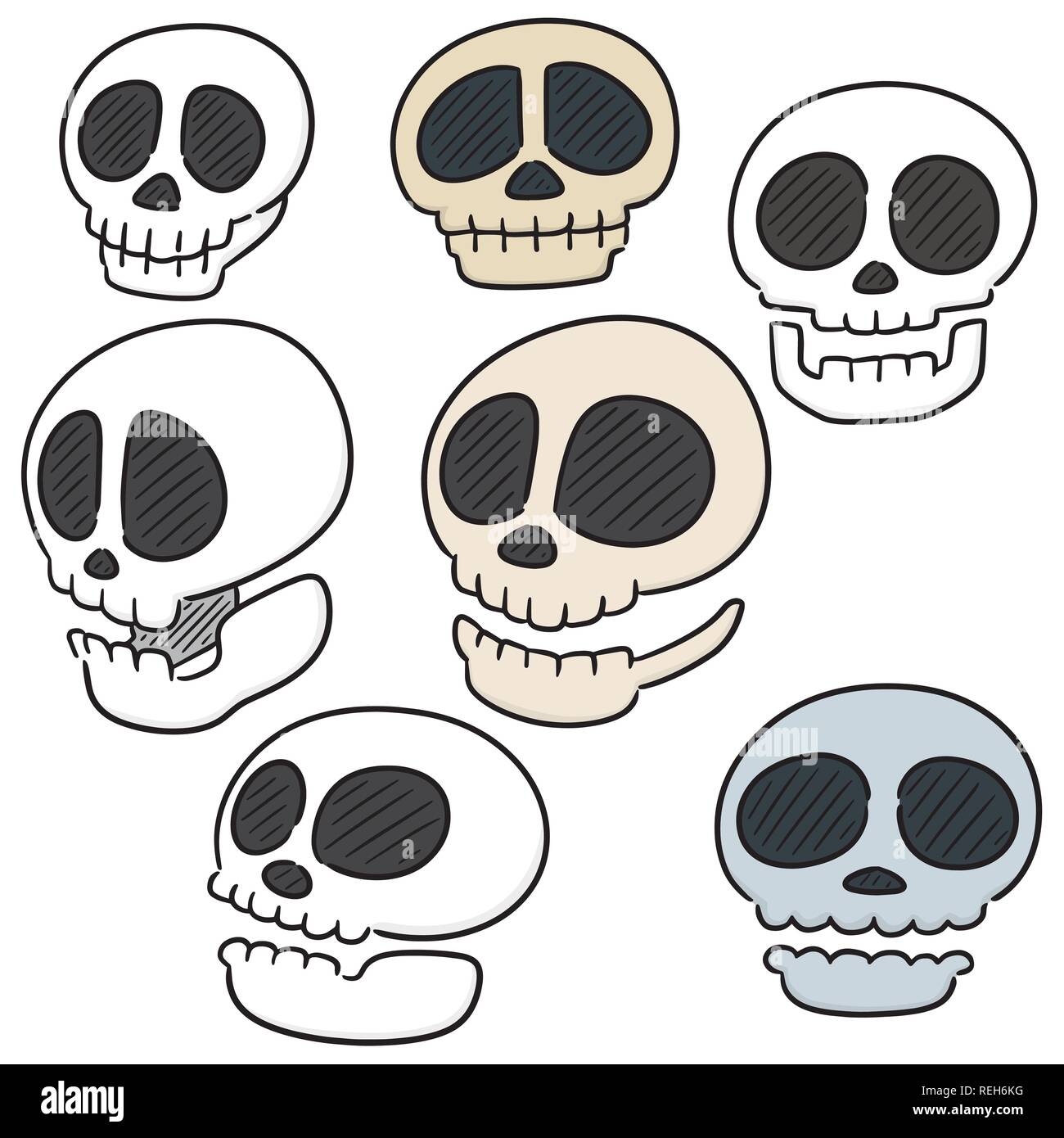 vector set of skull cartoon Stock Vector Image & Art - Alamy