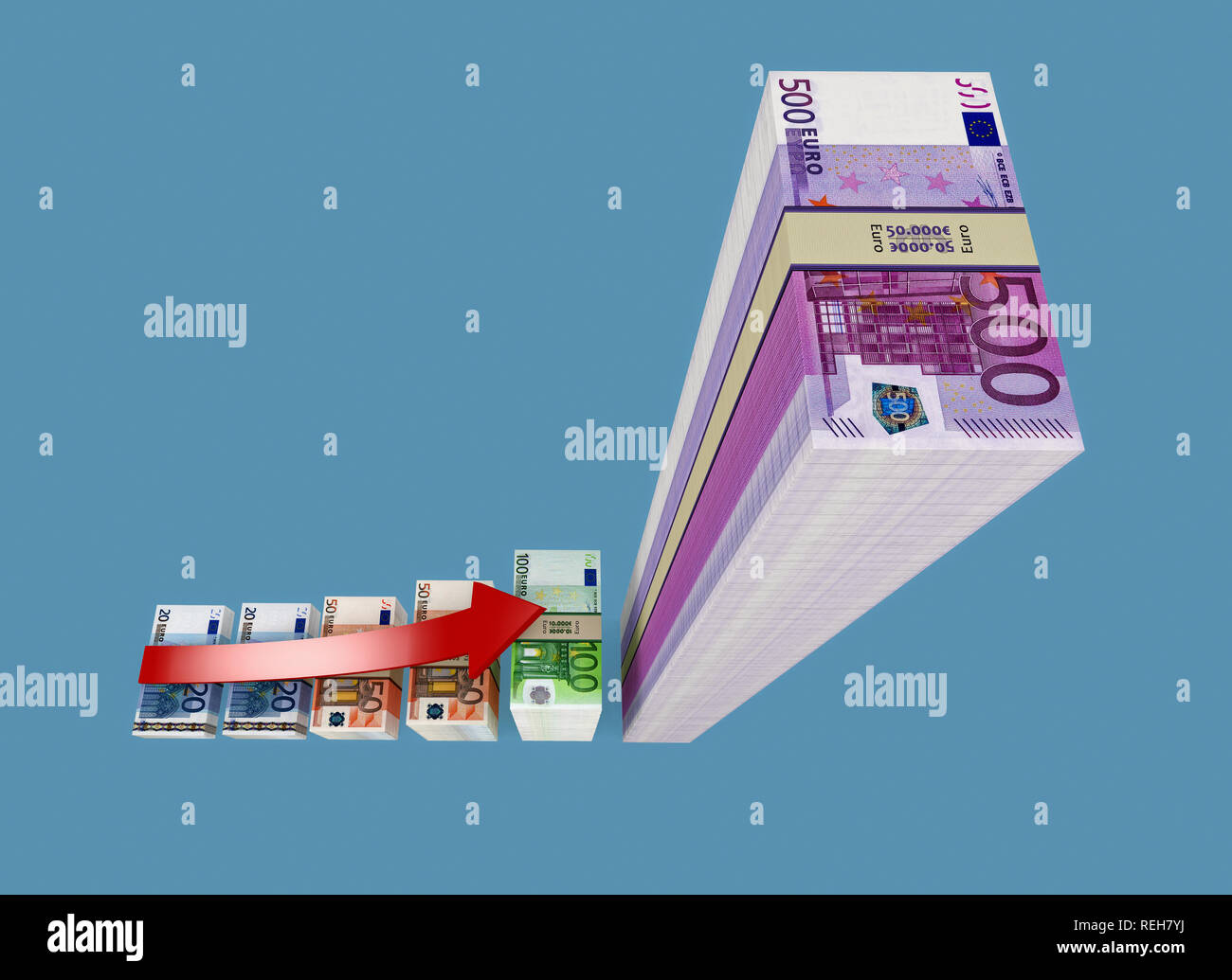 Stacks of Euro Banknotes - 3D Rendering Stock Photo - Alamy