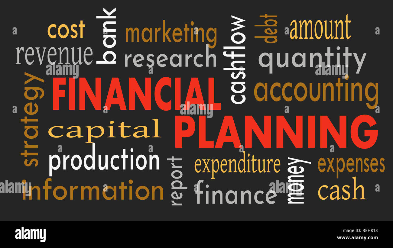 Financial planning, word cloud concept on dark background. Illustration ...