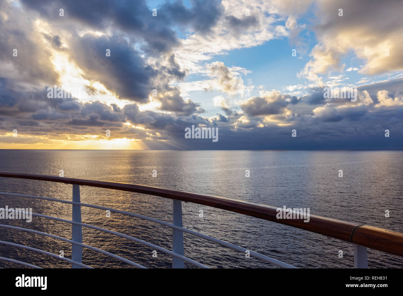 Sunset from the rail of a ship hi-res stock photography and images - Alamy