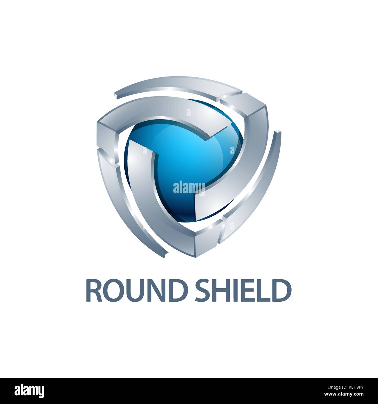 Round shield logo concept design. three dimensional style. 3D Symbol ...