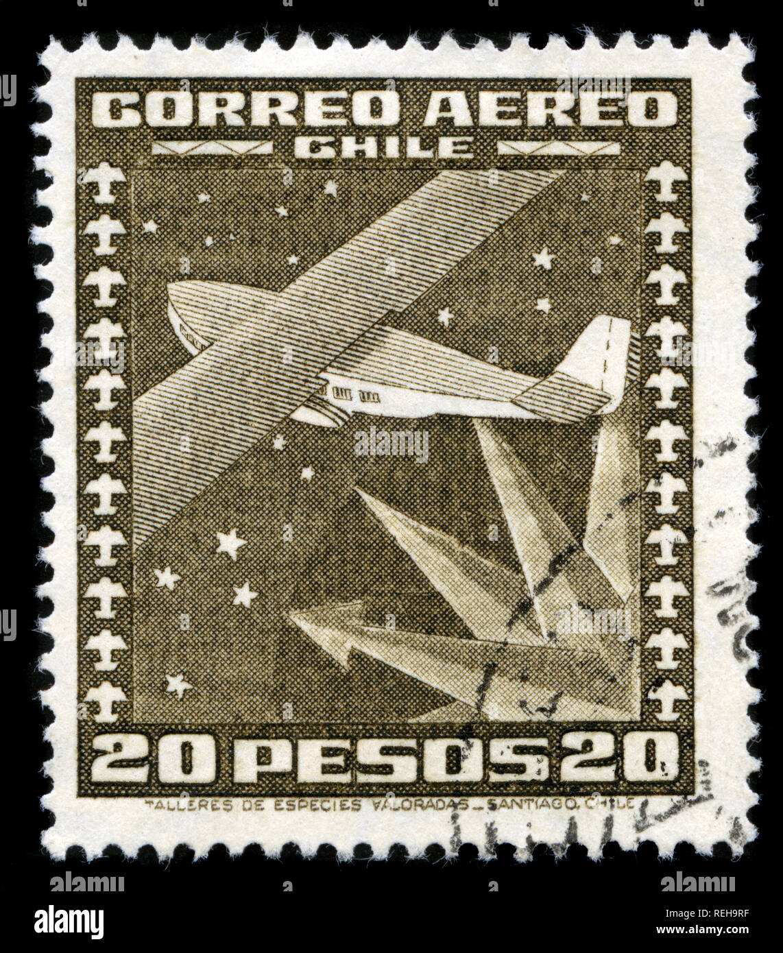 Postage stamp from Chile in the Air Mail Type 1934 series Stock Photo ...