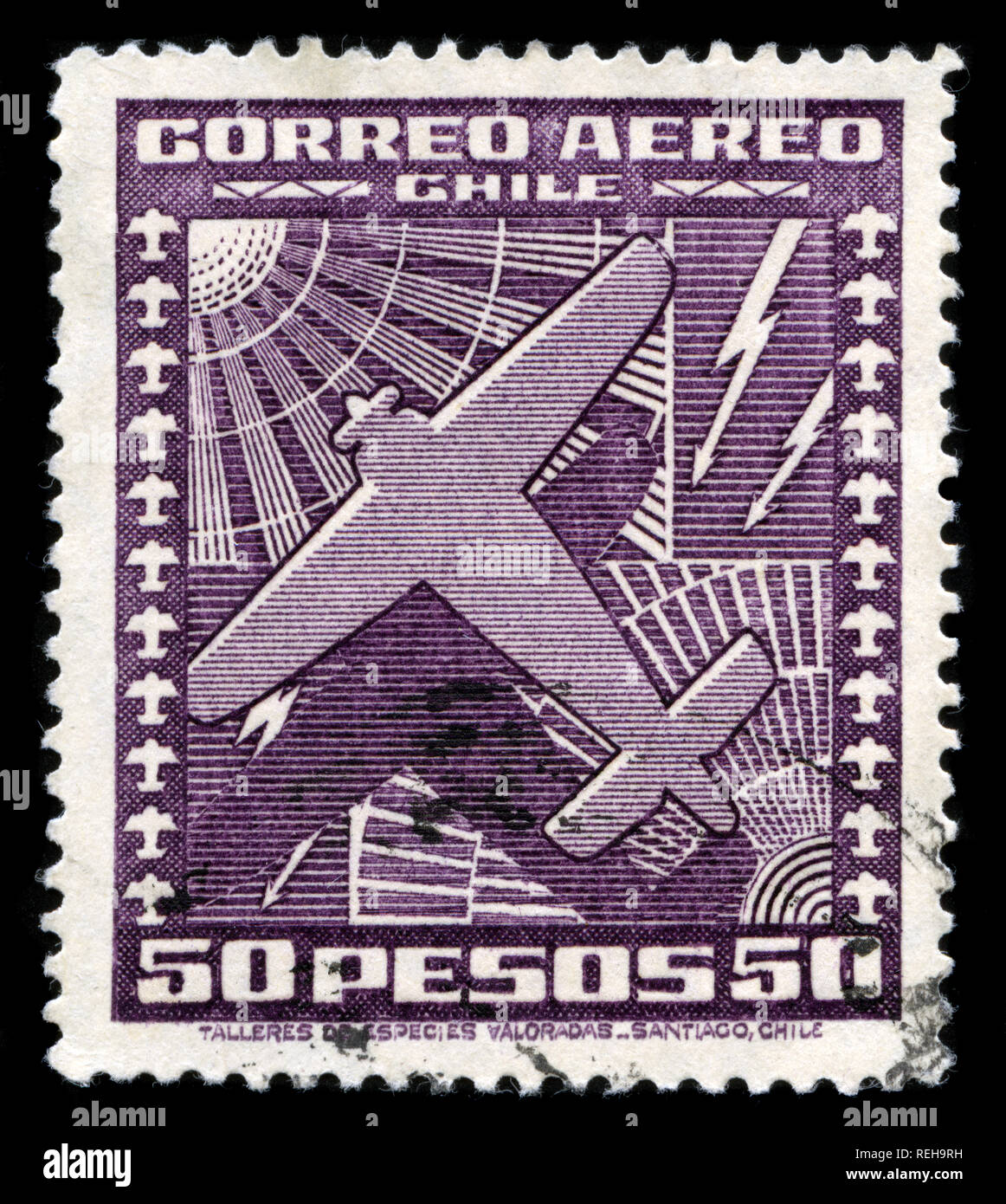 Postage stamp from Chile in the Air Mail Type 1934 series Stock Photo ...