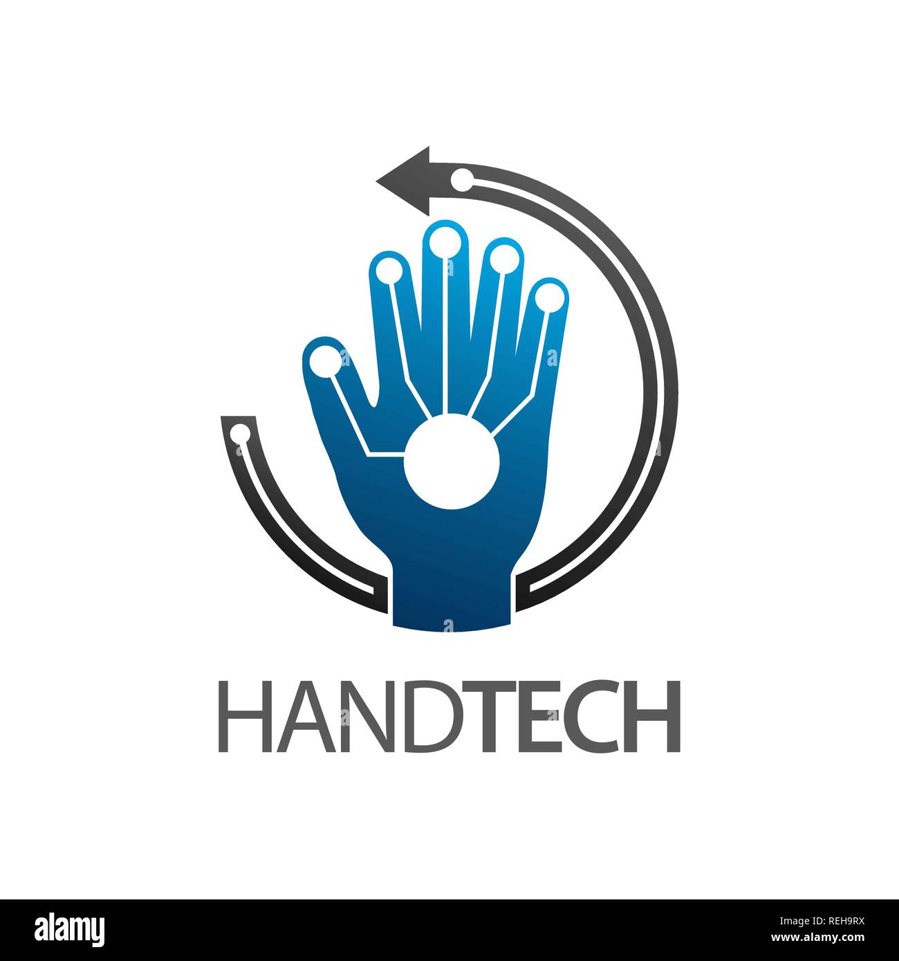 Hand technology logo concept design. Circle arrow Symbol graphic ...