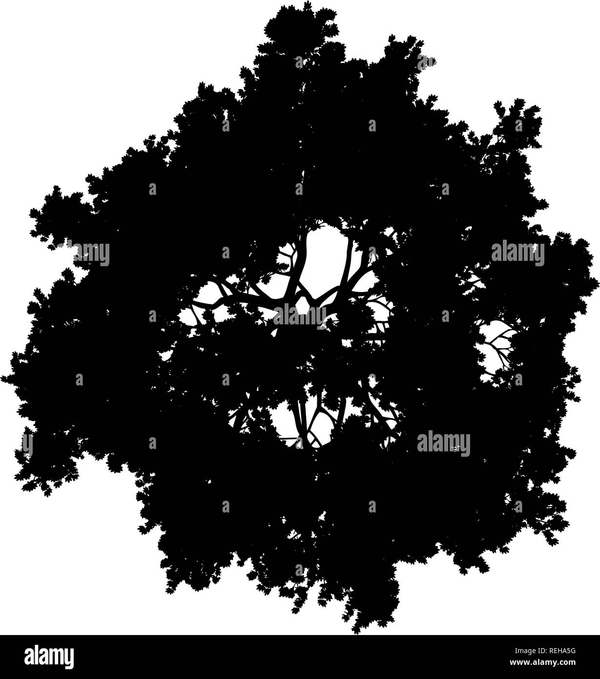 Tree top silhouette isolated - black simple detailed - vector ...
