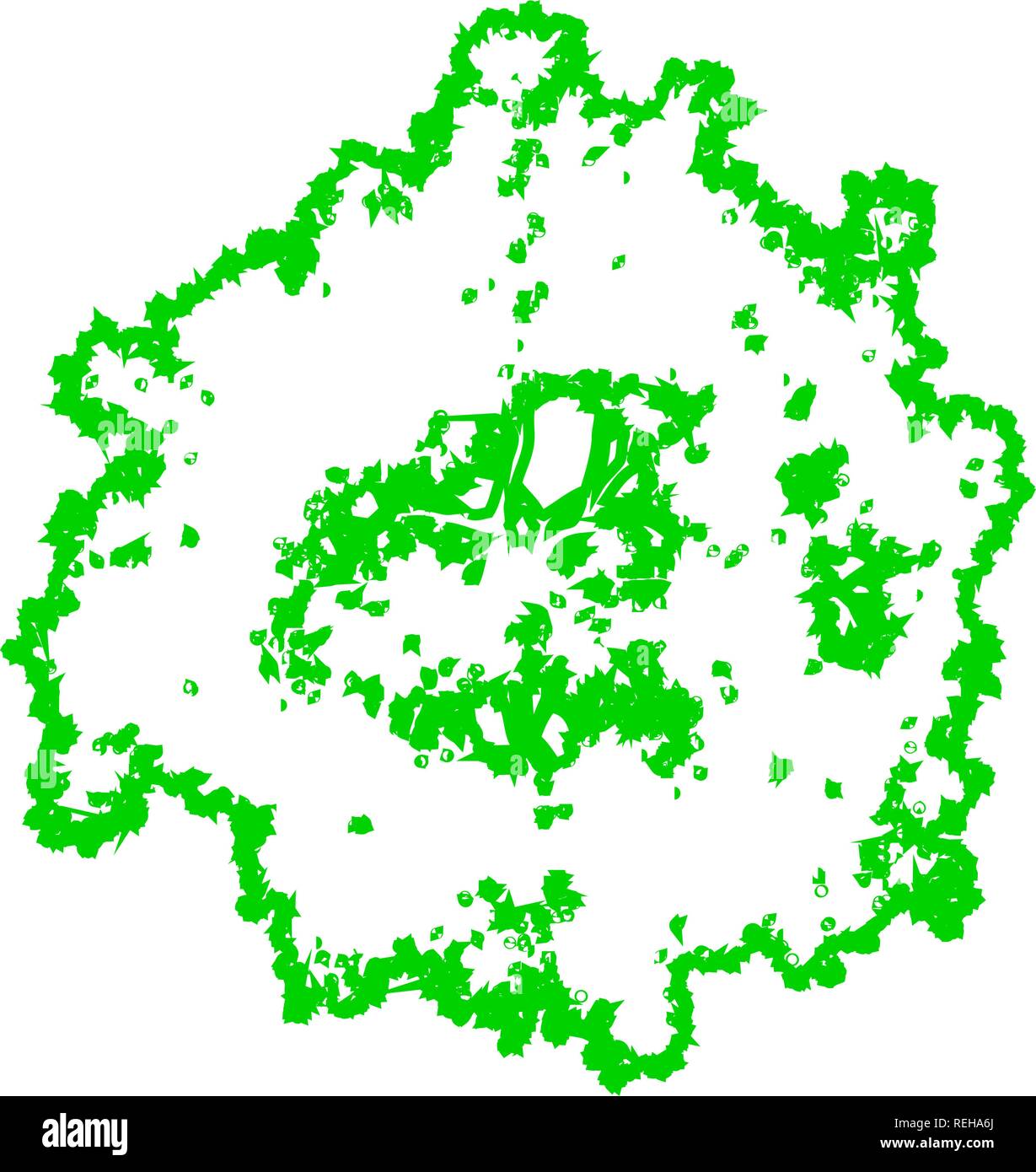 Tree top silhouette isolated - green outlined detailed - vector ...