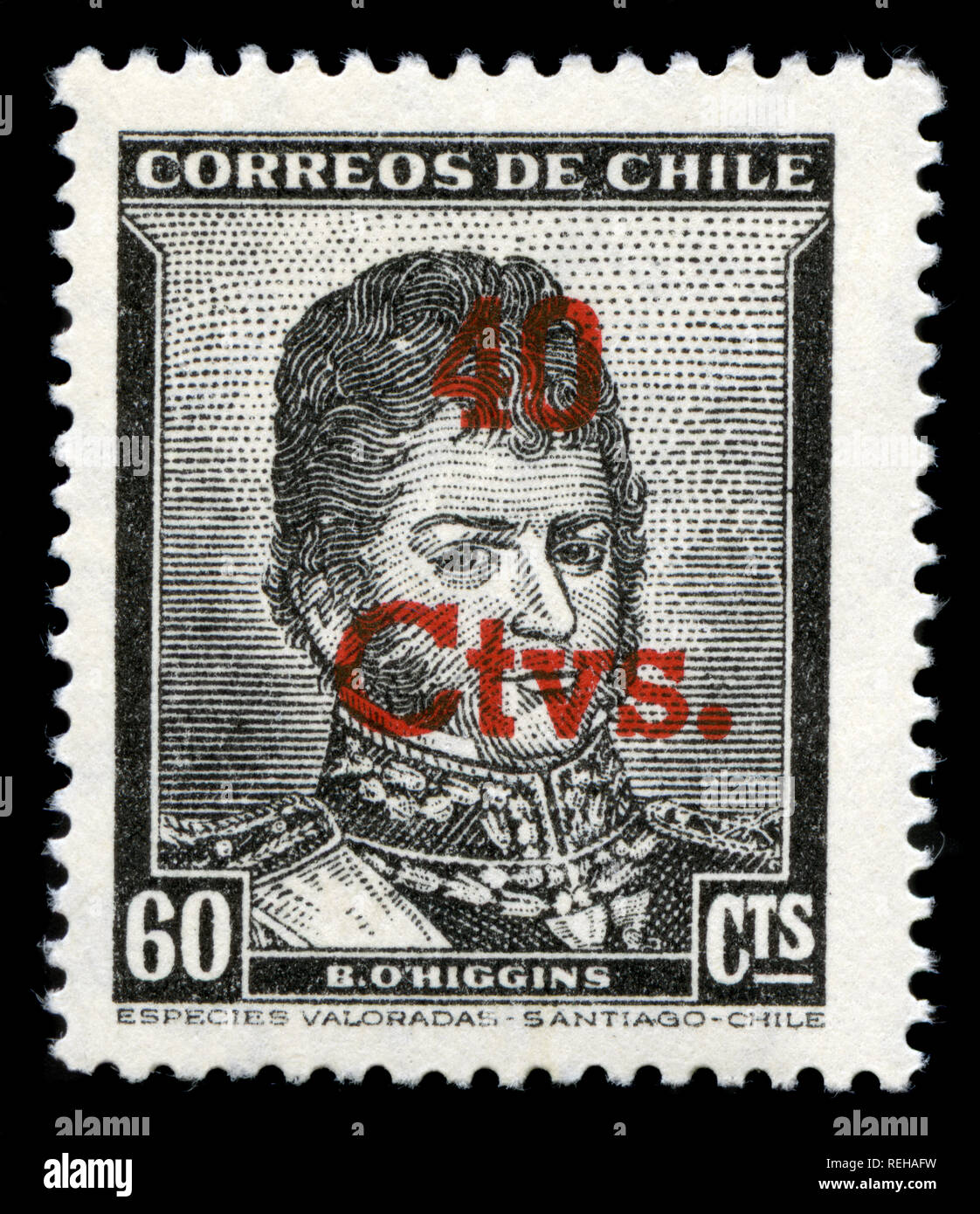 Postage stamp from Chile in the Personalities Overprinted or Surcharged ...