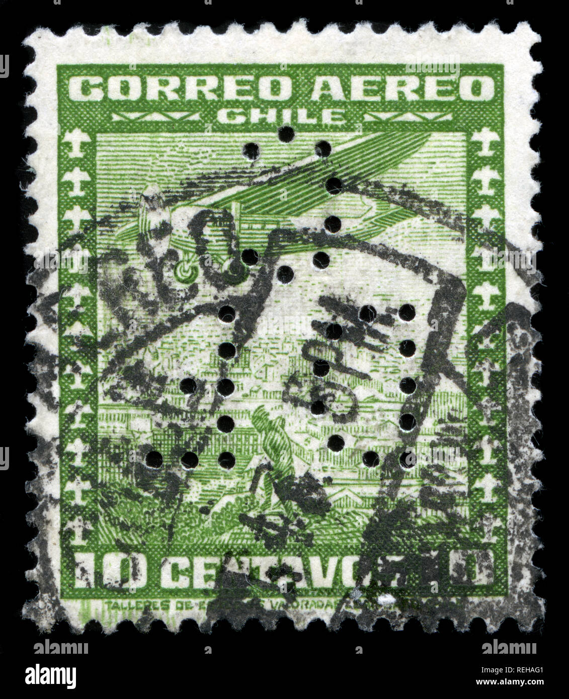 Postage stamp from Chile in the Air Mail Type 1934 series Stock Photo ...