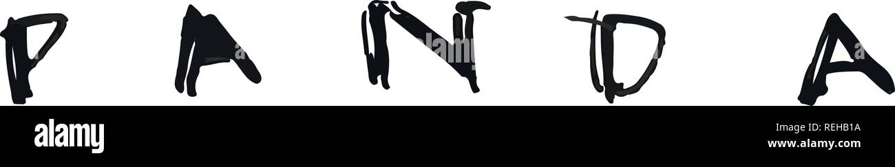 Panda lettering in graphic style. Vector hand drawn illustration Stock ...