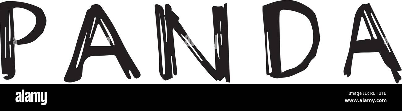 Panda lettering in graphic style. Vector hand drawn illustration Stock ...