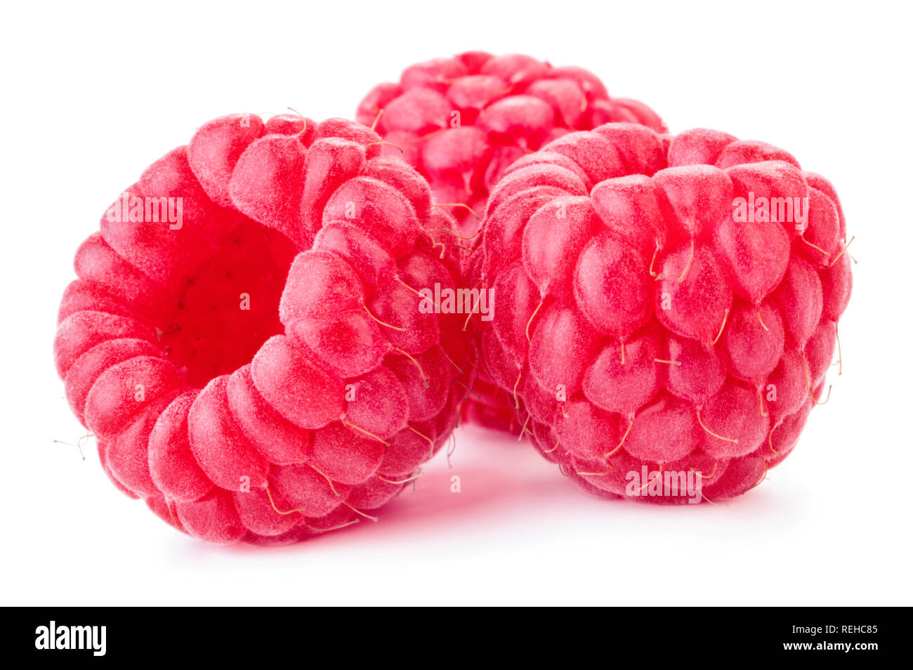 fresh ripe raspberry fruits isolated on white background Stock Photo ...
