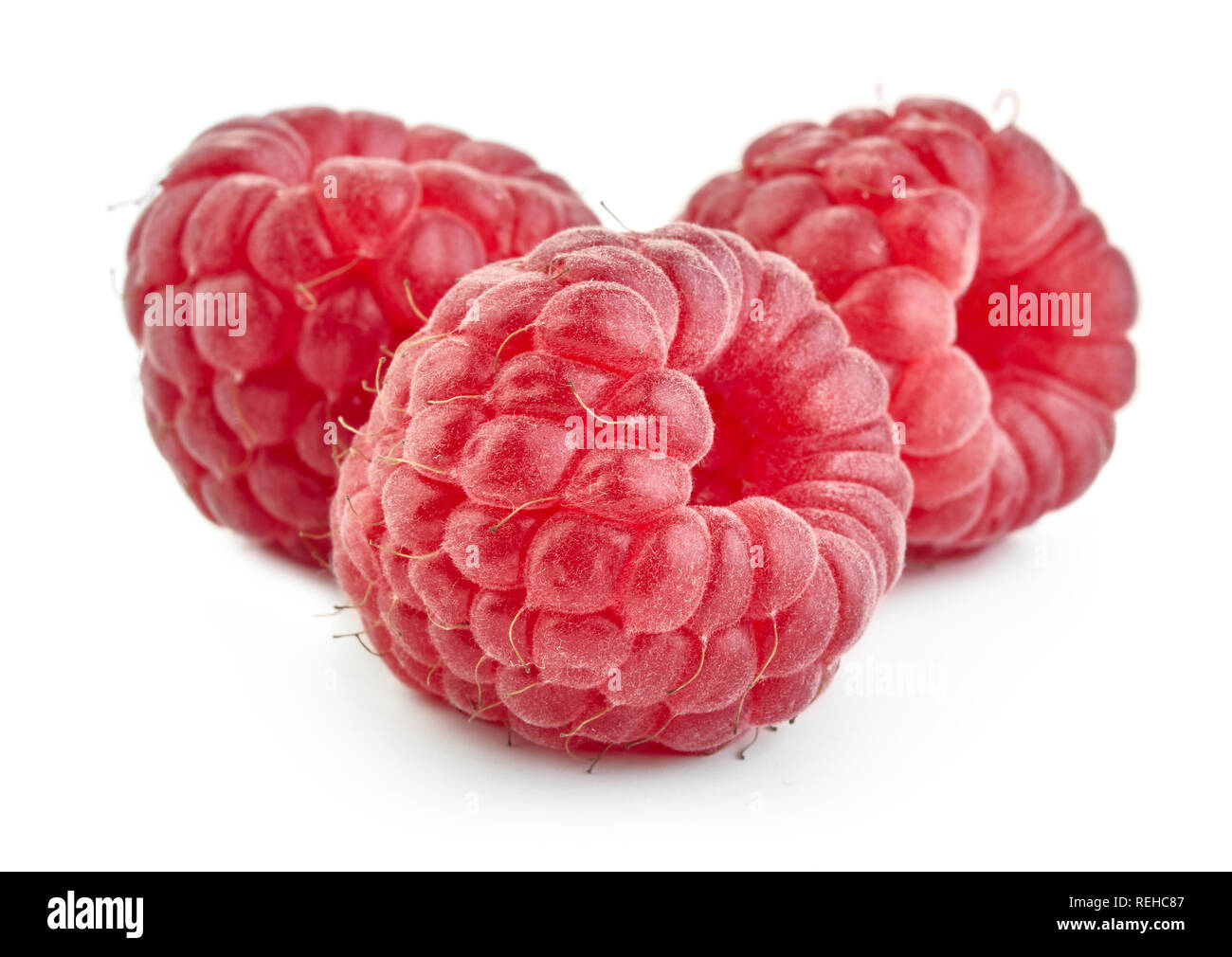 fresh ripe raspberry fruits isolated on white background Stock Photo ...