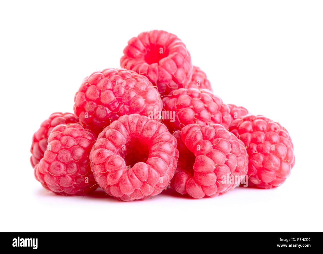 fresh ripe raspberry fruits isolated on white background Stock Photo ...