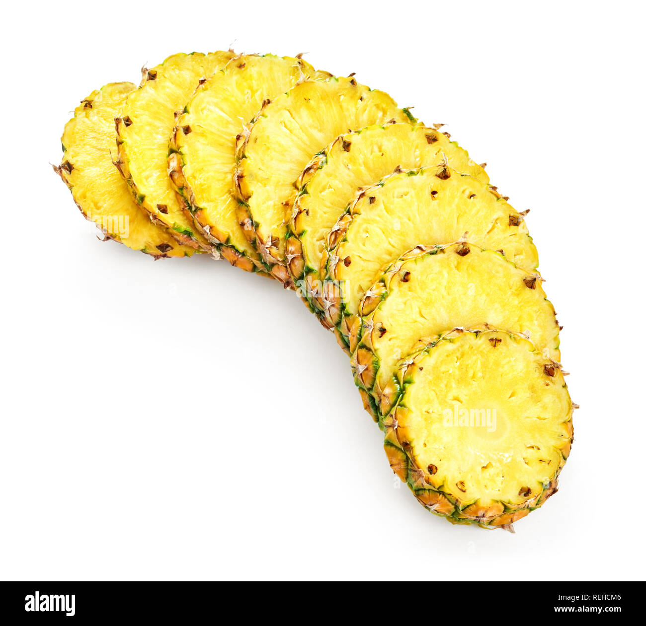 pile of ripe sliced pineapple isolated on white background Stock Photo ...