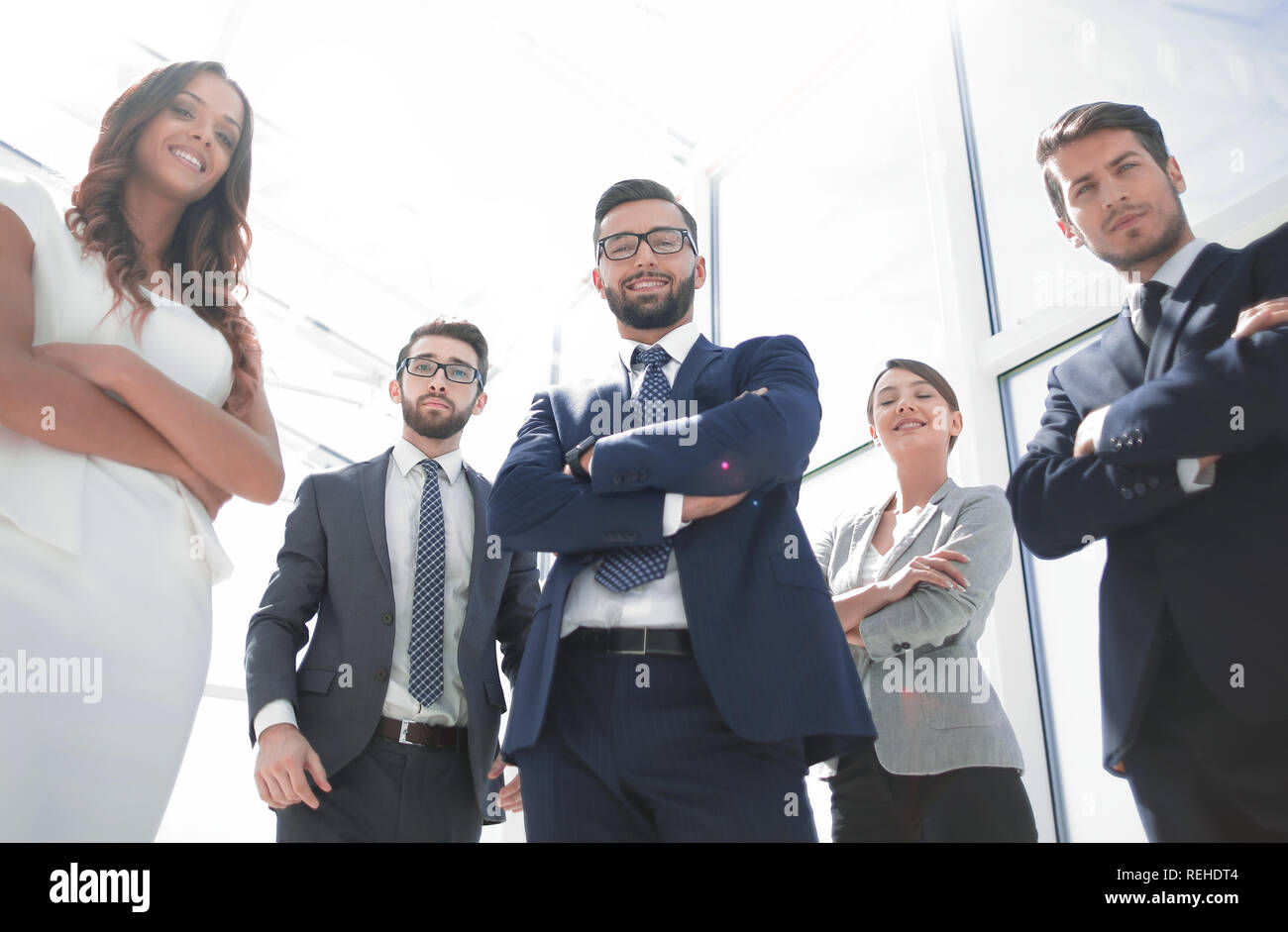 bottom view.a group of confident young people Stock Photo - Alamy
