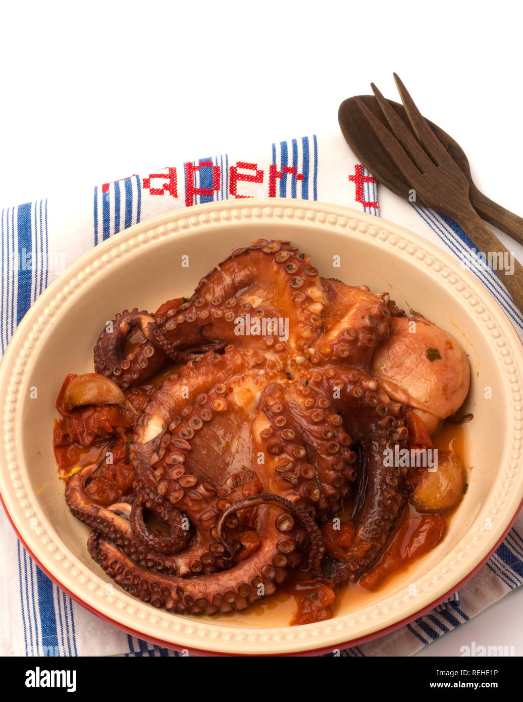 Polpo alla Luciana, Octopus alla Luciana with capers, olives and ...