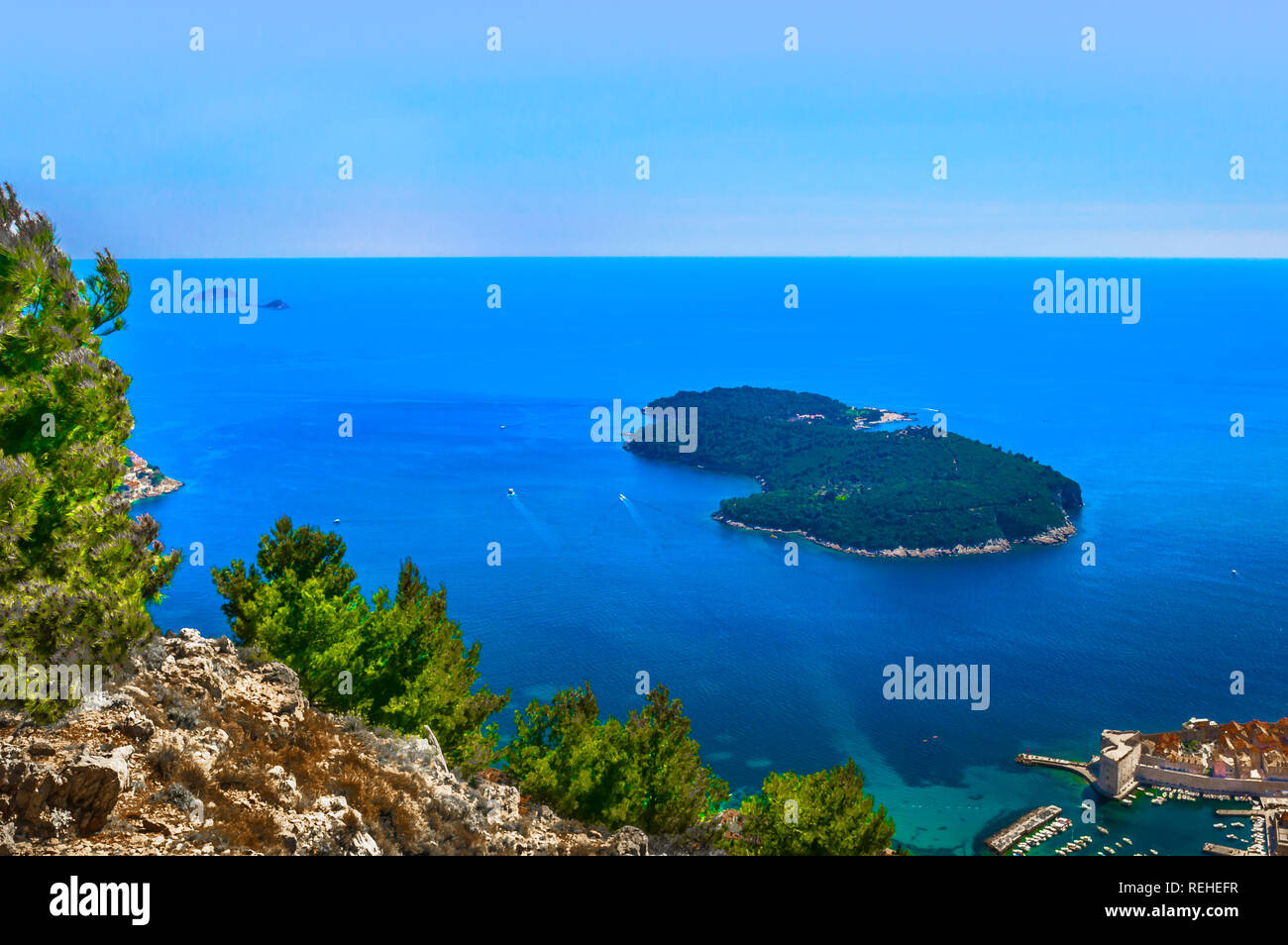 Aerial view lokrum island hi-res stock photography and images - Alamy