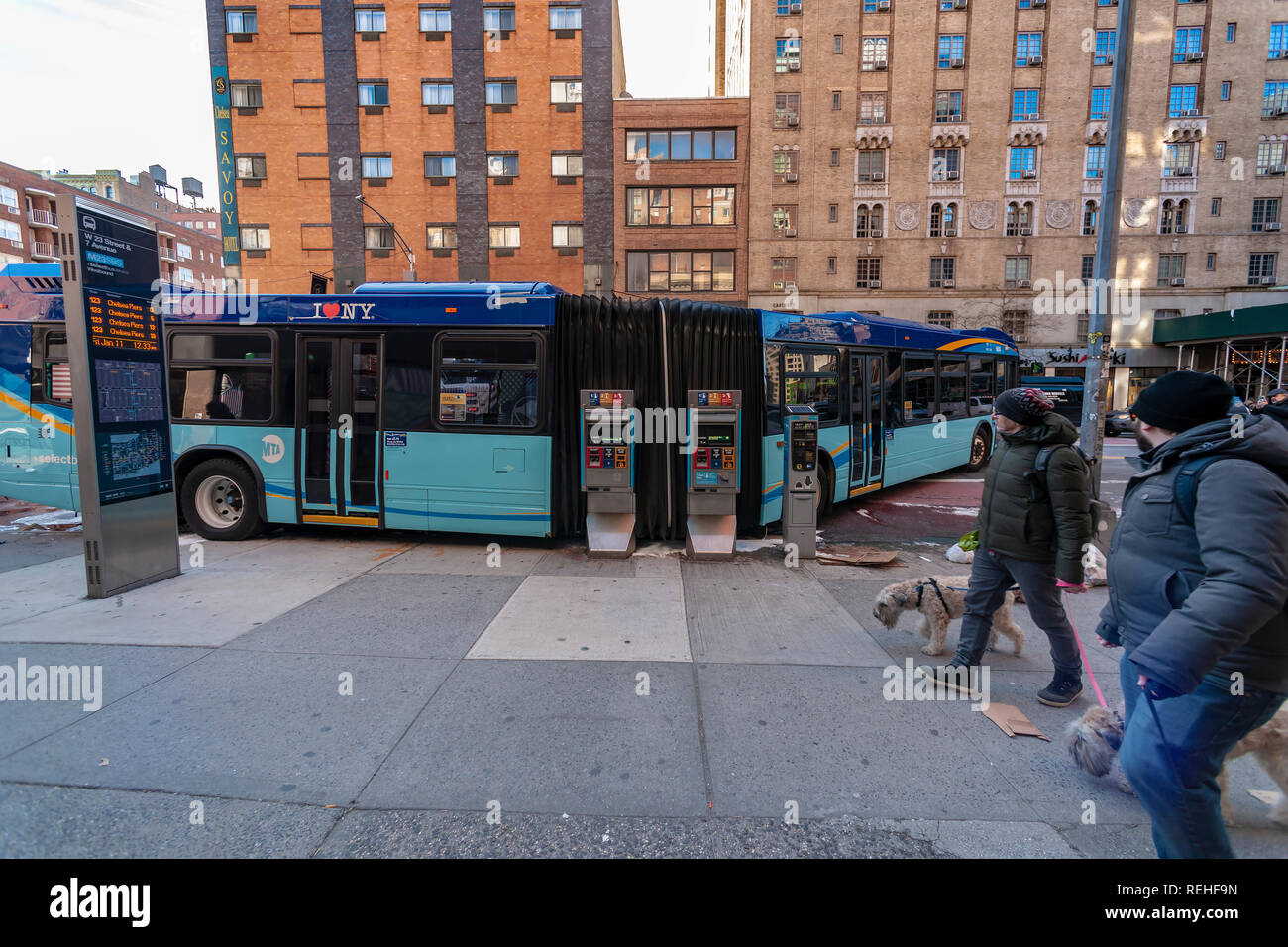 An MTA articulated bus, part of the Select Bus Service route, is wedged ... An MTA articulated bus, part of the Select Bus Service route, is wedged ...