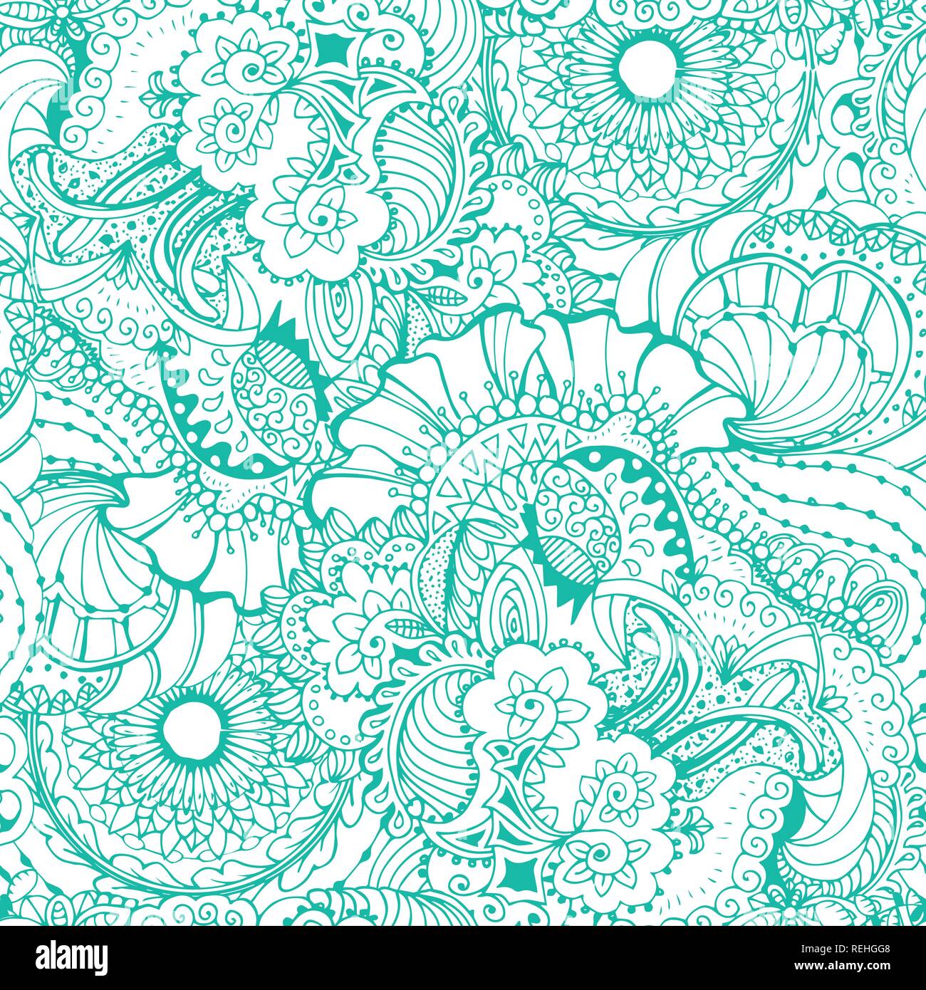 Coloring book page design with turquoise pattern. Mandala ethnic ...