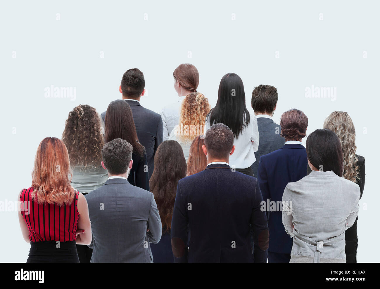 Back view group of business people. Rear view. Isolated over white ...