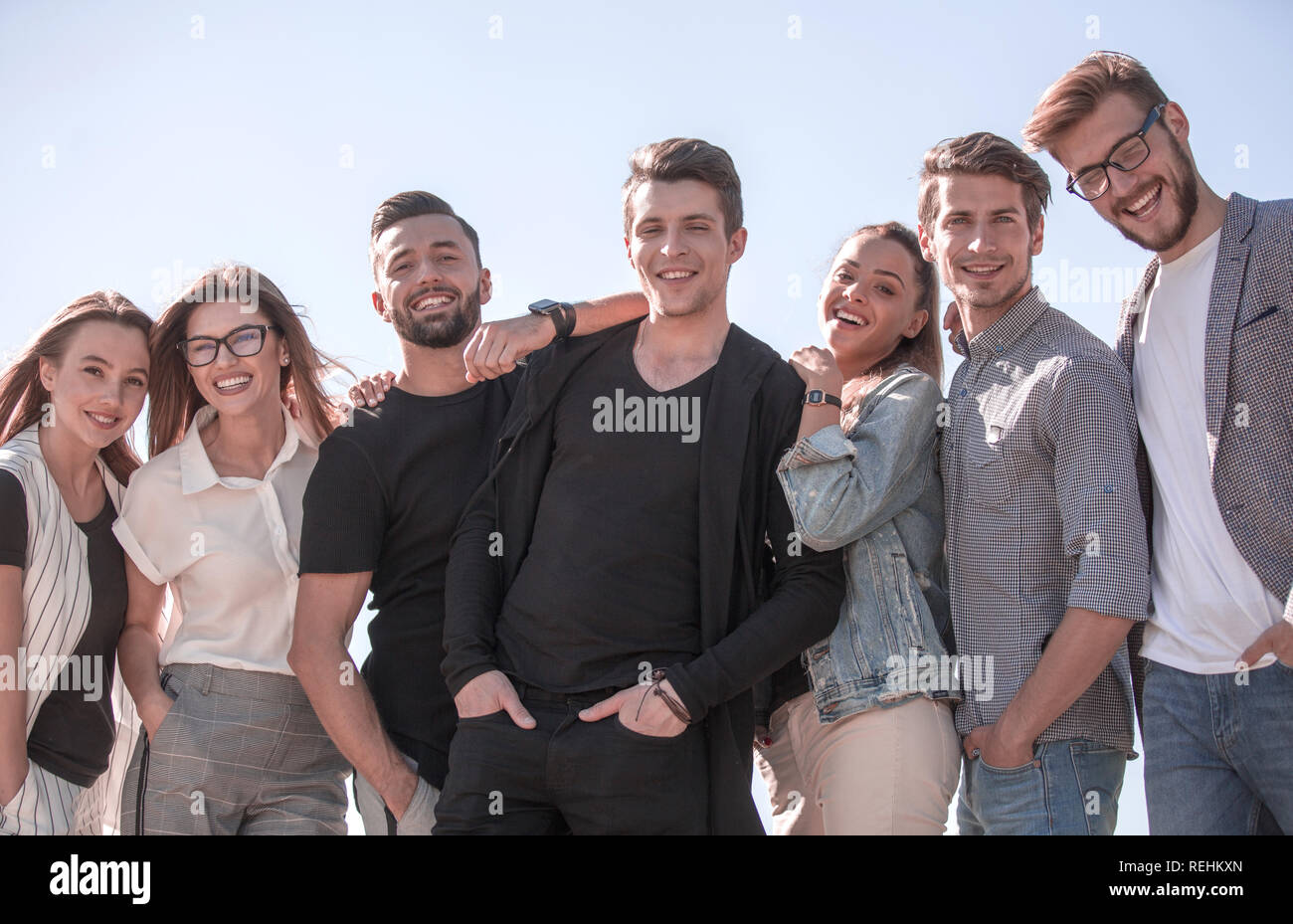 Perfect team. Happy pleasant joyful friends Stock Photo - Alamy