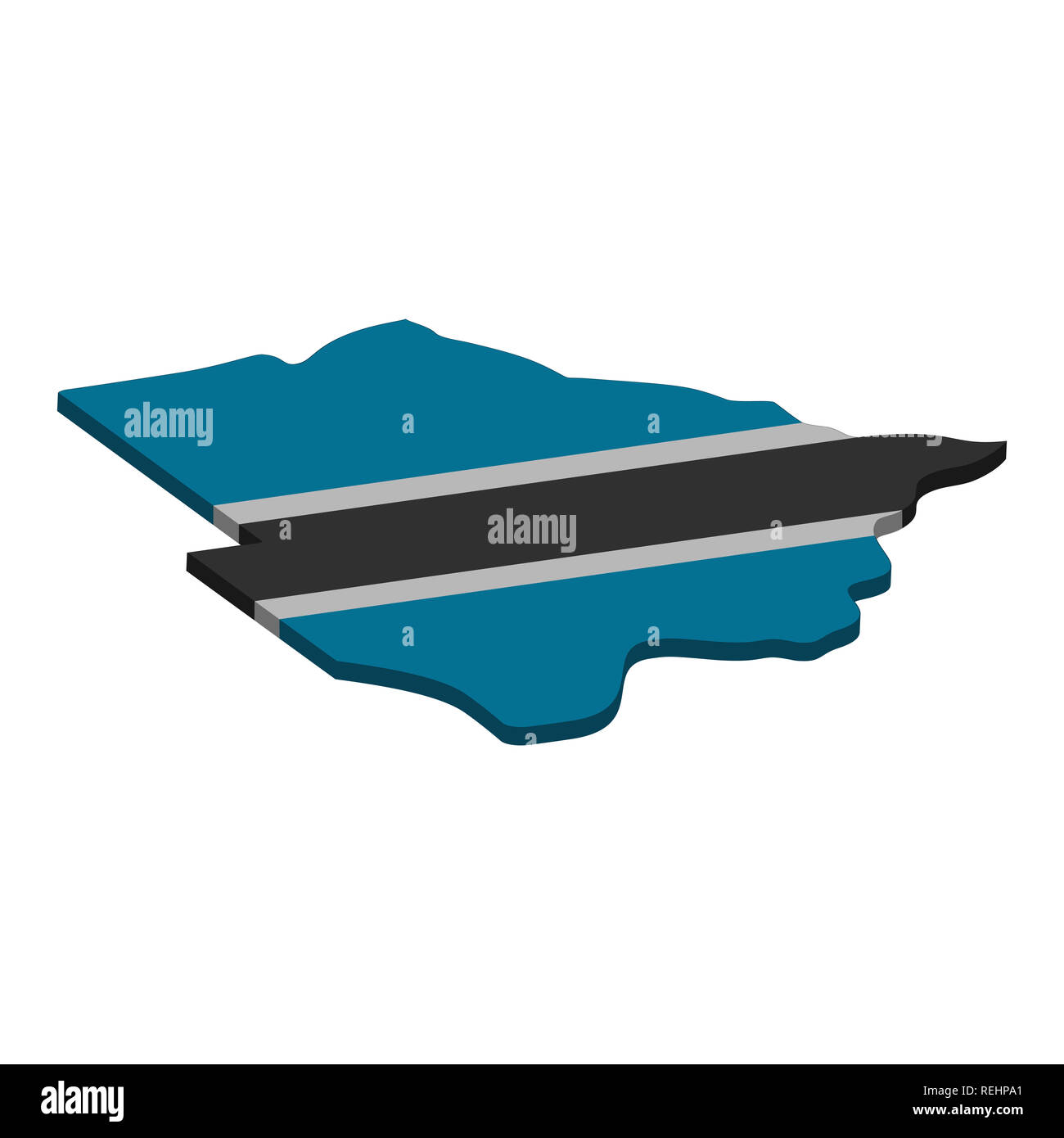 Flag and map of Botswana. Color silhouette of 3D map of Botswana illustration Stock Photo - Alamy