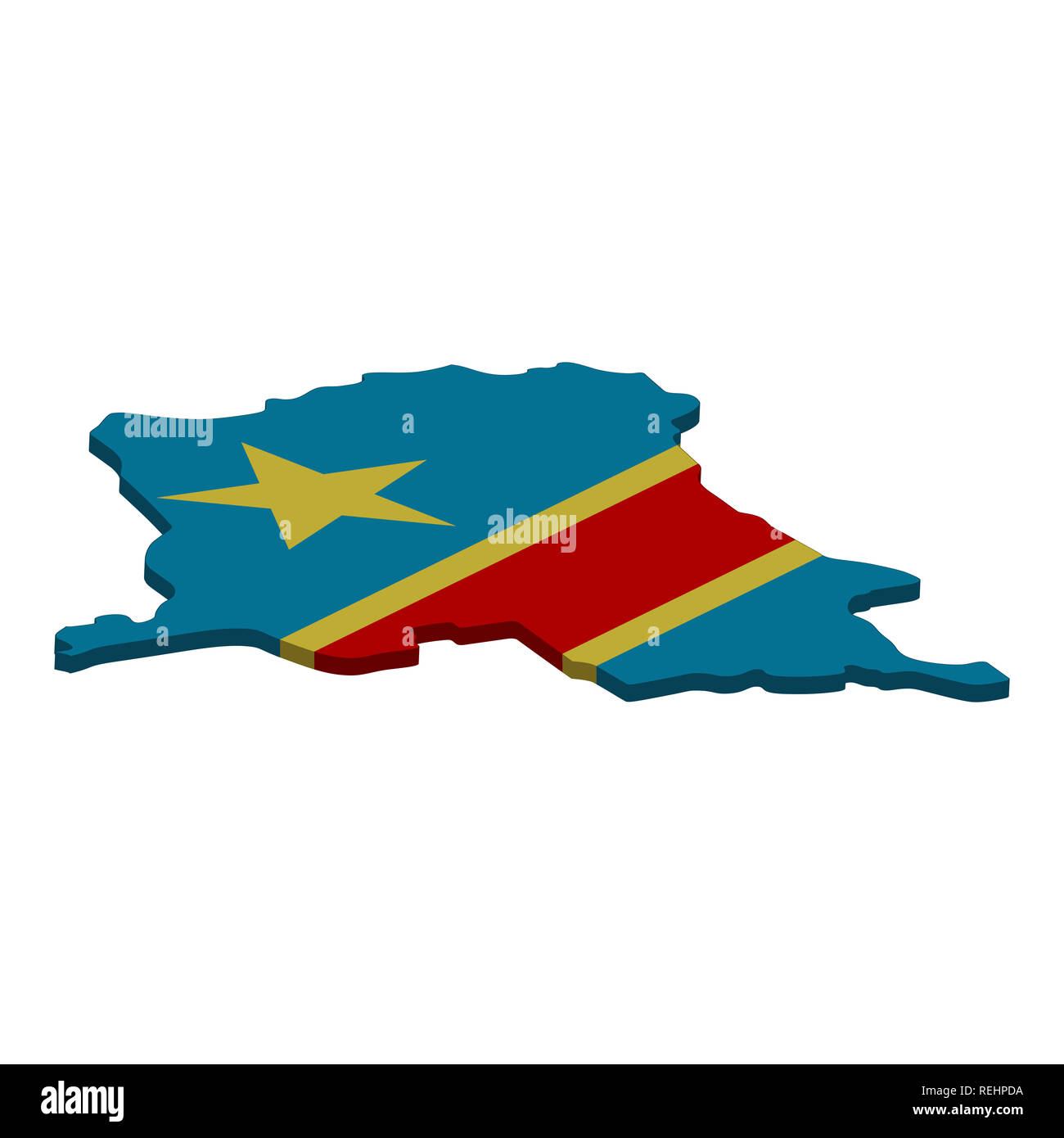 Flag and map of Democratic Republic of the Congo. Color silhouette of ...