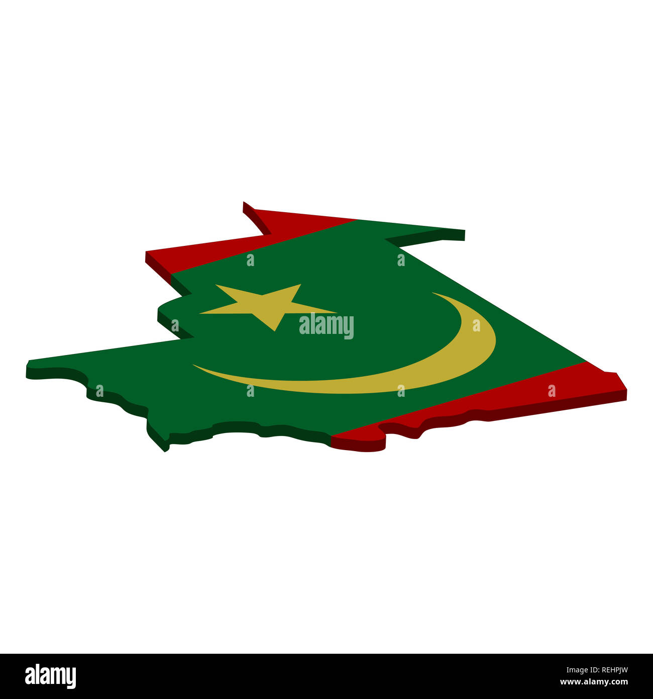 Flag And Map Of Mauritania Color Silhouette Of 3d Map Of Mauritania