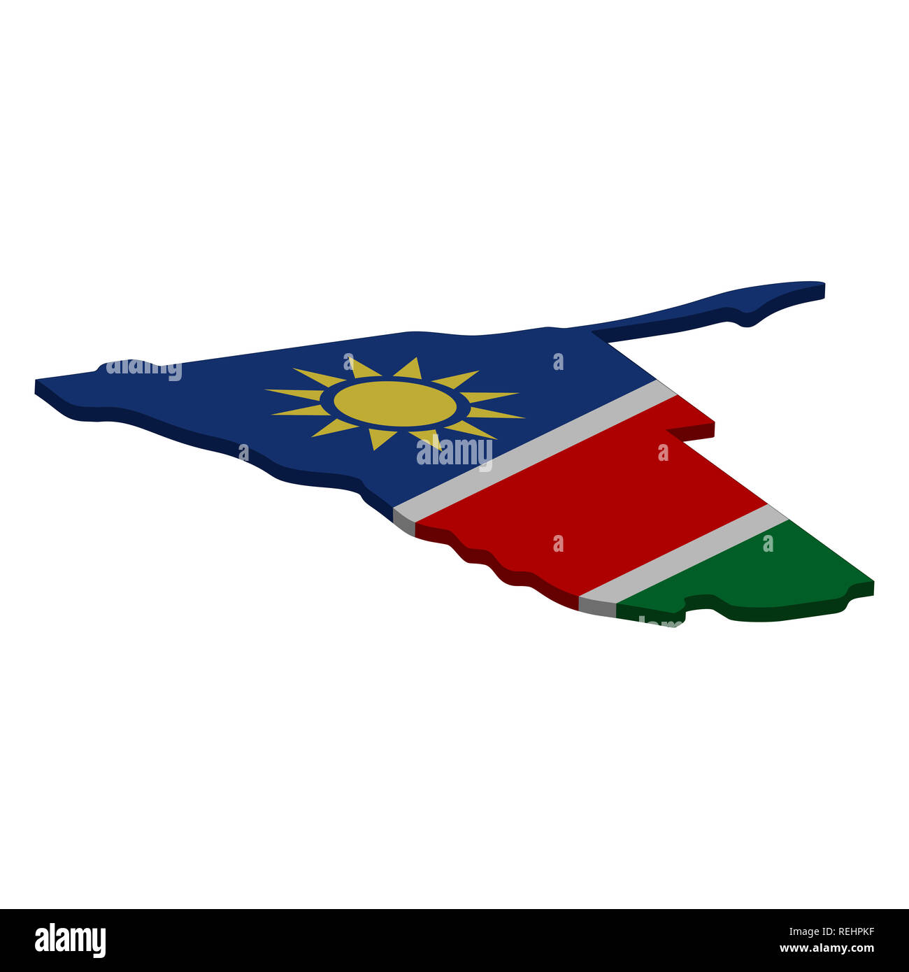 Flag and map of Namibia. Color silhouette of 3D map of Namibia ...