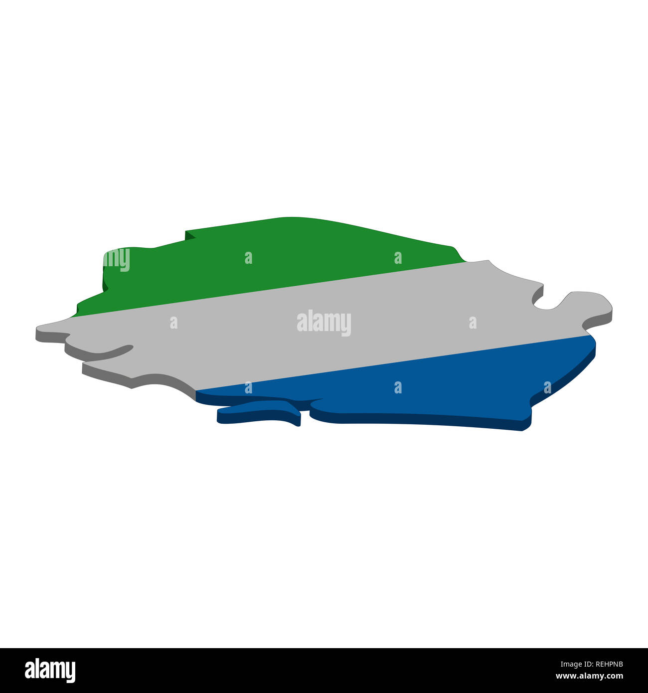 Flag and map of Sierra leone. Color silhouette of 3D map of Sierra ...