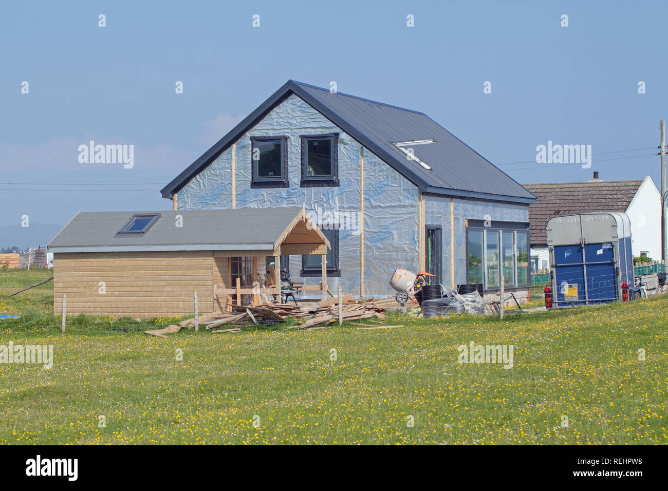 House under construction. In the style and proportions of traditional ...
