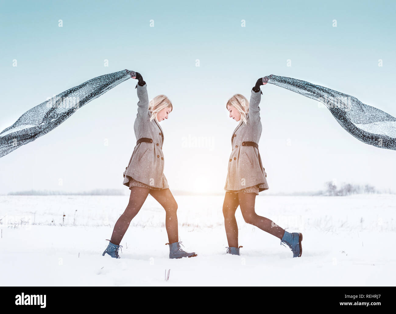 Scarf blowing wind hi-res stock photography and images - Alamy