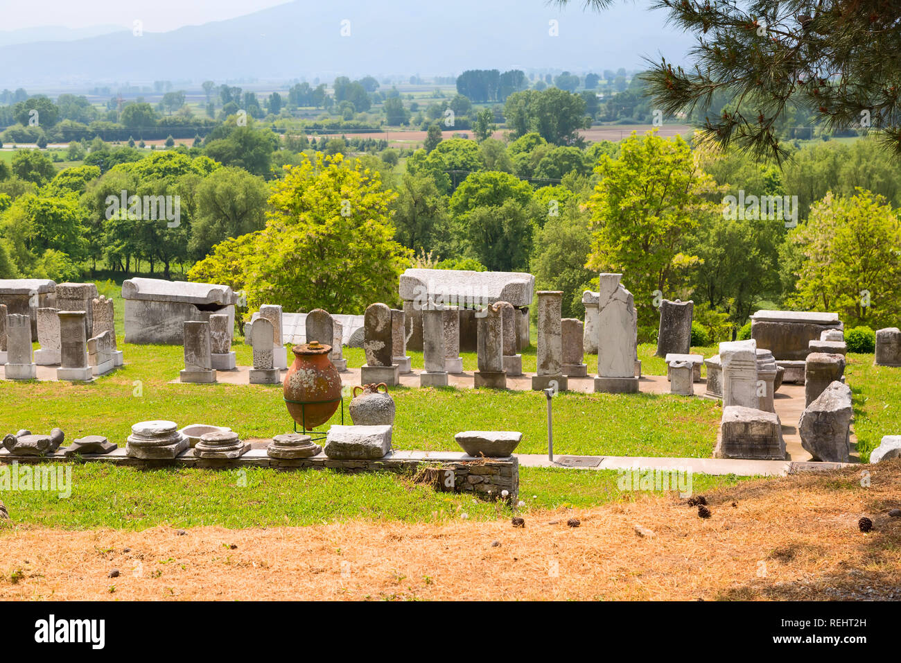 Philippi, Greece - April 30, 2016: Ancient ruins remains, stones ...
