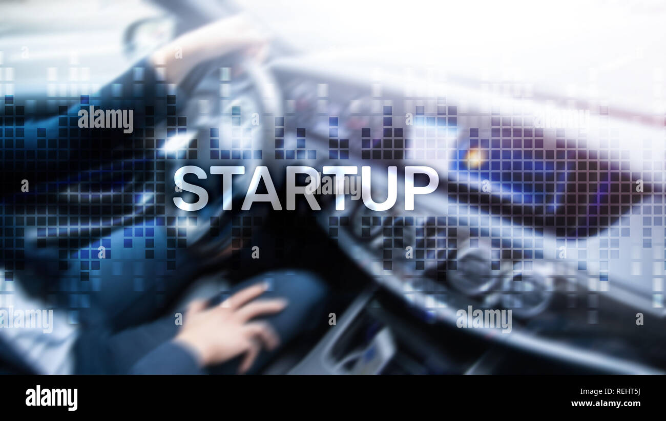 Startup concept with double exposure diagrams blurred background Stock ...