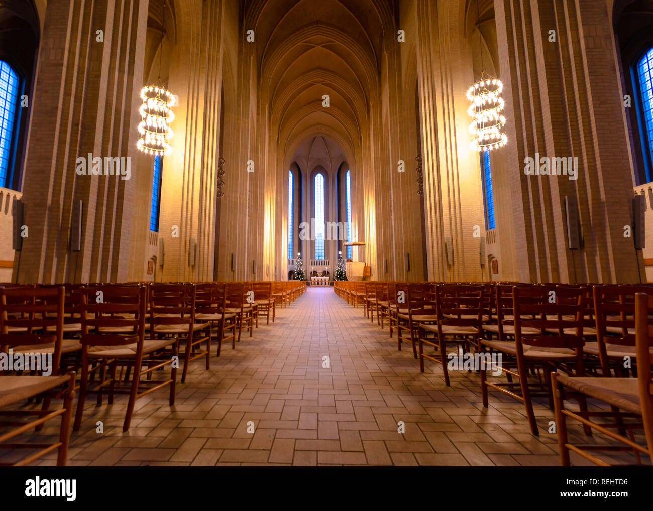 Beautiful and majestic Grundtvigs church Copenhagen denmark with unique ...