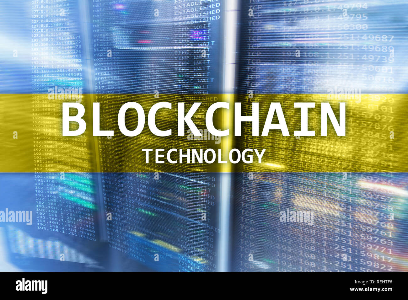 Blockchain technology, cryptocurrency mining server room data Stock ...