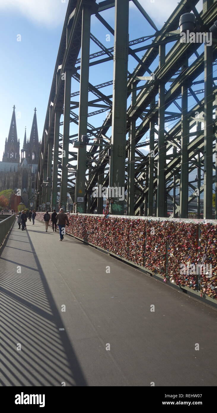 The Hohenzollern Bridge in Cologne, West Germany, which famously ...