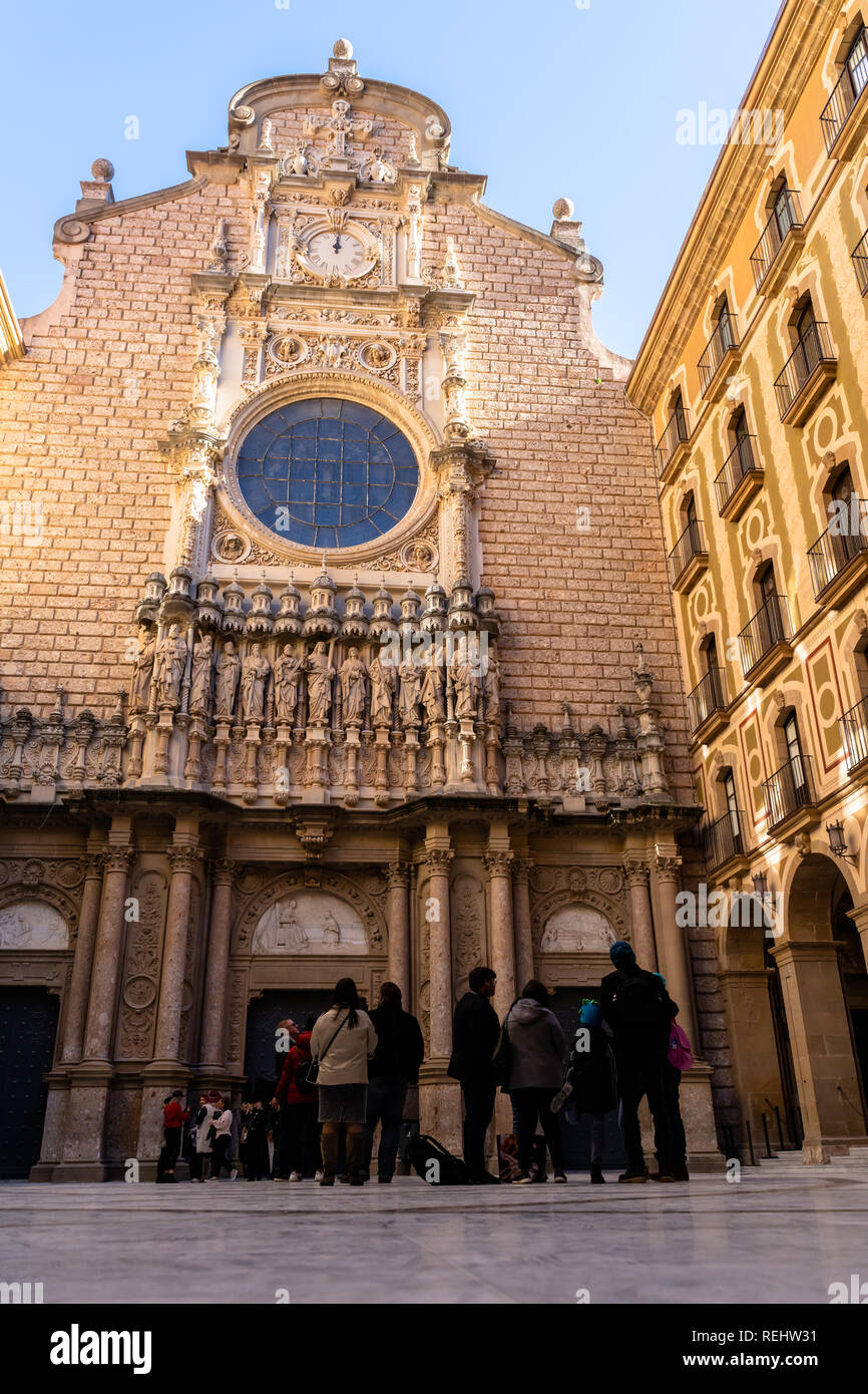 Interior view of the entrance to the monastery of Montserrat, Barcelona ...