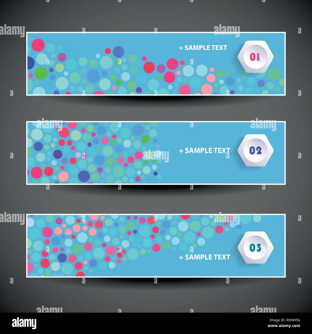 Set of Three Colorful Numbered Horizontal Headers or Banners with ...