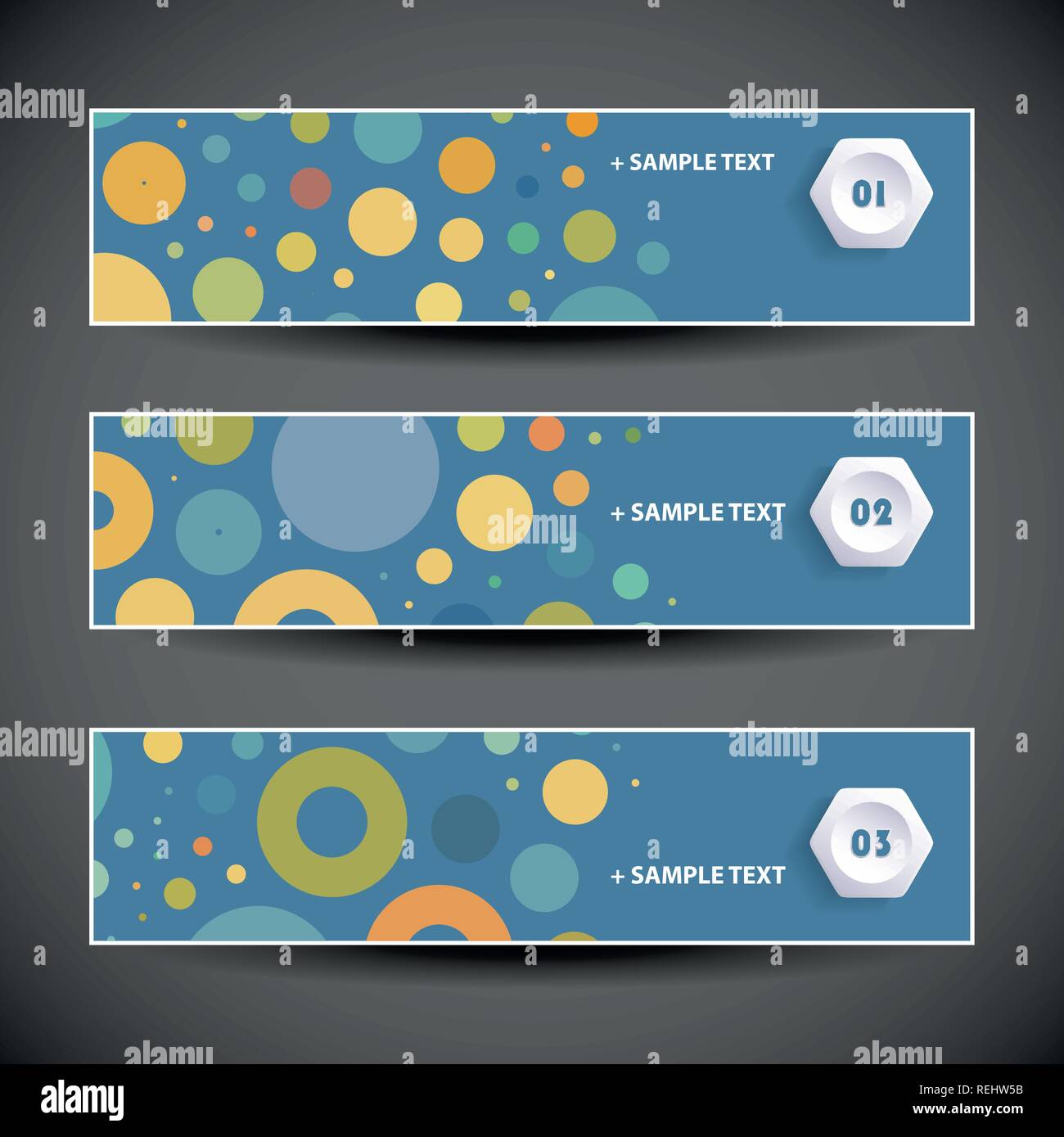 Colorful Set of Three Header Designs with Dots and Circles - Template ...