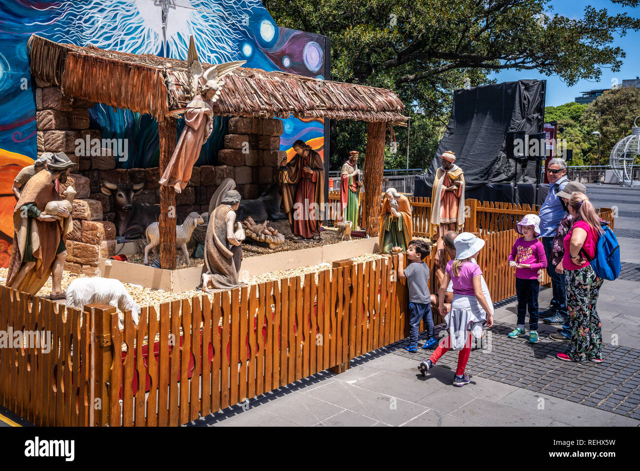 23rd December 2018, Sydney Australia: Caucasian family in front of an ...