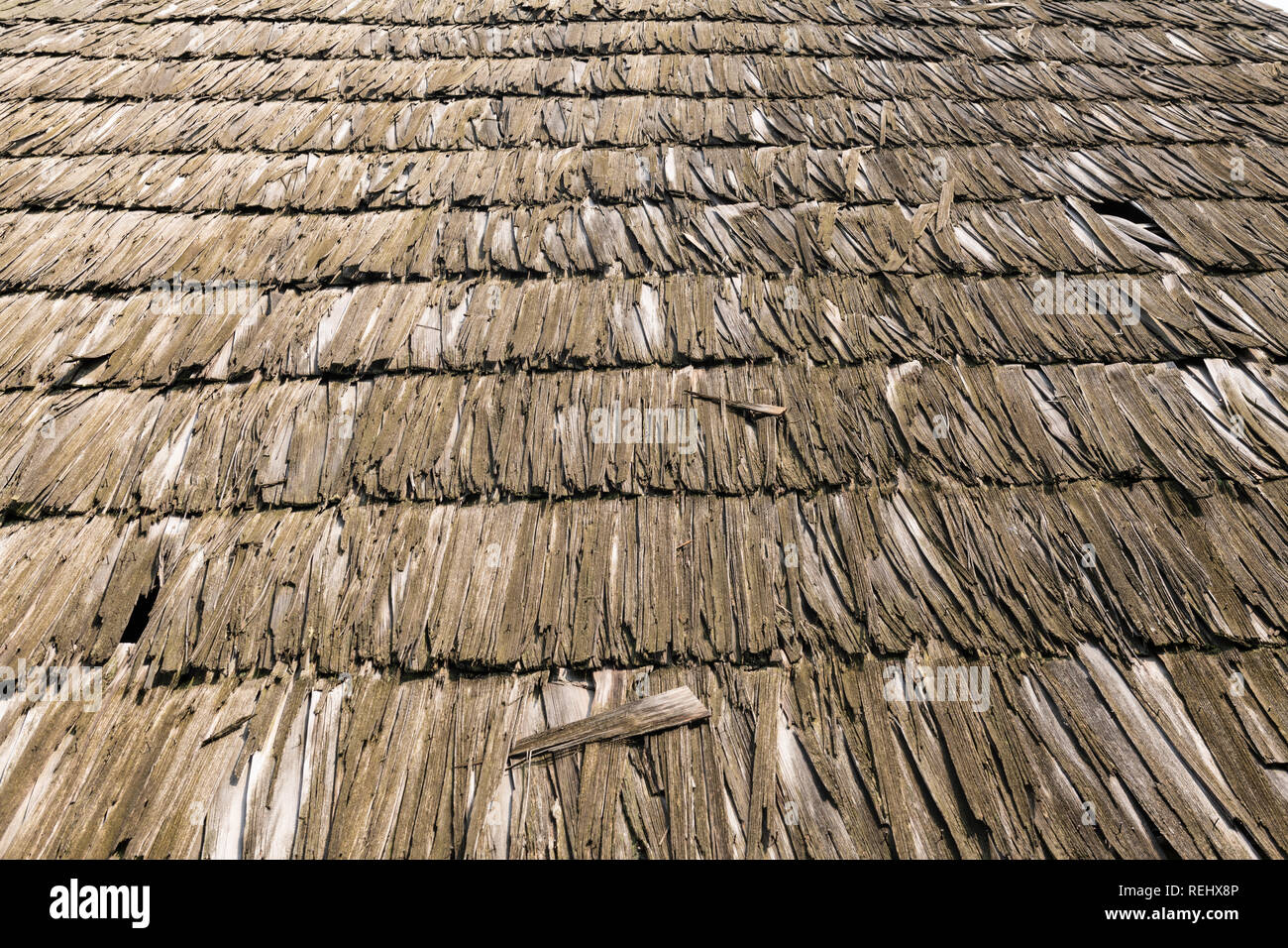 A traditional roof of an old village house in Maramures, Romania Stock ...