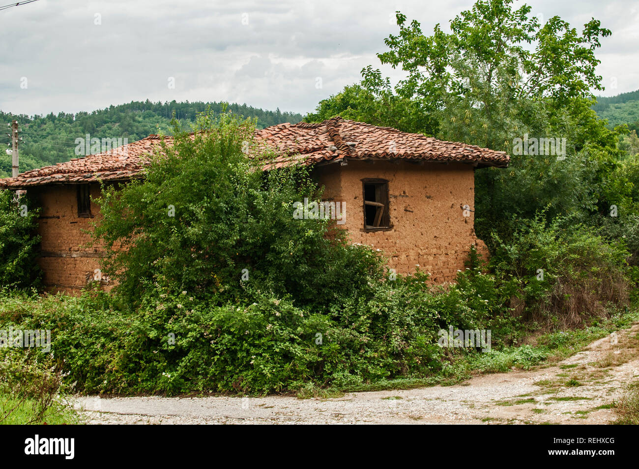 Old abandoned weathered retro vintage rural brick wall house Stock ...
