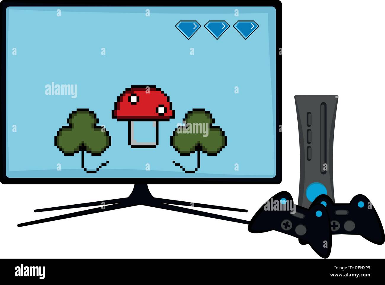 Videogame console with tv Stock Vector Image & Art - Alamy